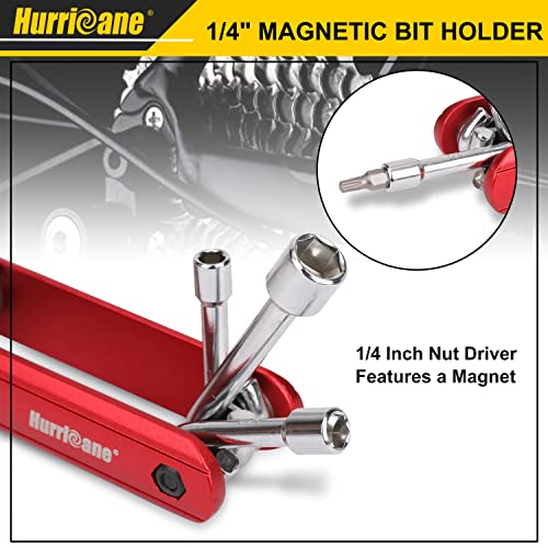 HURRICANE 6 in 1 Folding Nut Driver Set SAE, Hex Nut Driver Set, Cr-V Steel Shank. Premium Portable Premium Aluminum Handle. Easy to Carry Out, 3/16, 1/4, 5/16, 11/32, 3/8, 7/16 inch