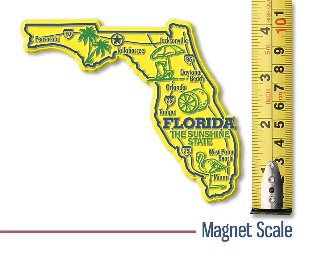 Florida Giant State Magnet by Classic Magnets, 4.8" x 4", Collectible Souvenirs Made in The USA