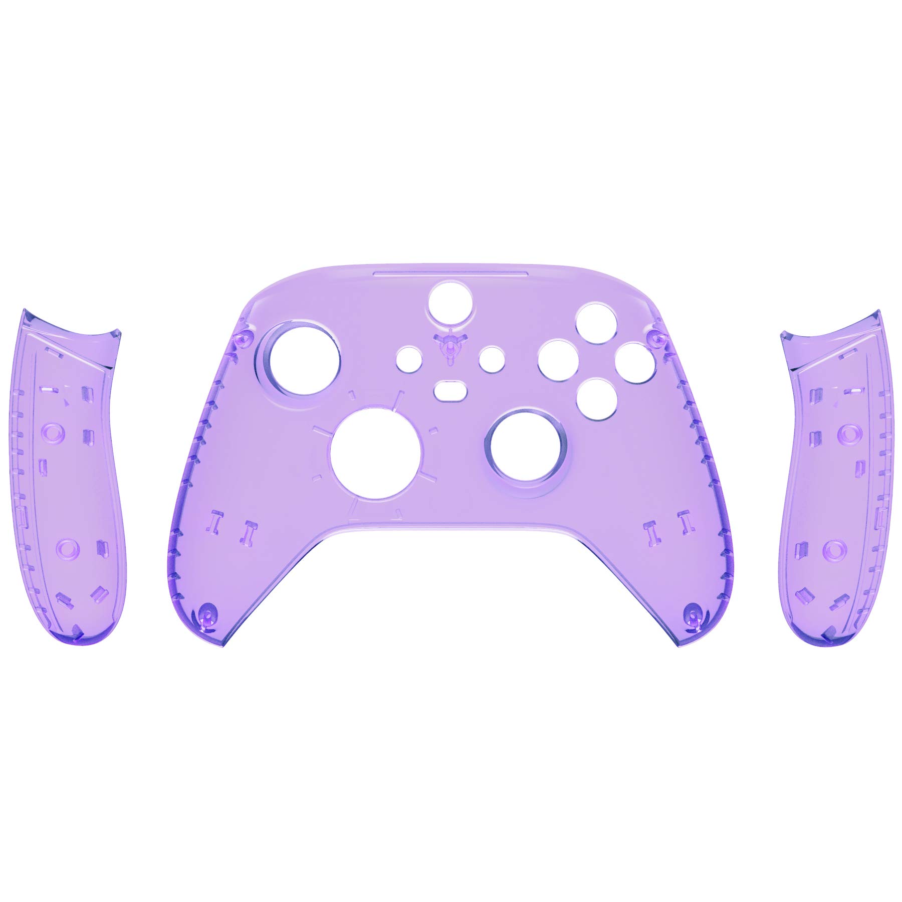 eXtremeRate Side Rails Grips Shell for Xbox Core Wireless Controller, Clear Atomic Purple Replacement Part Front Housing Cover Handles Faceplate for Xbox Series X & S Controller [Controller Excluded]