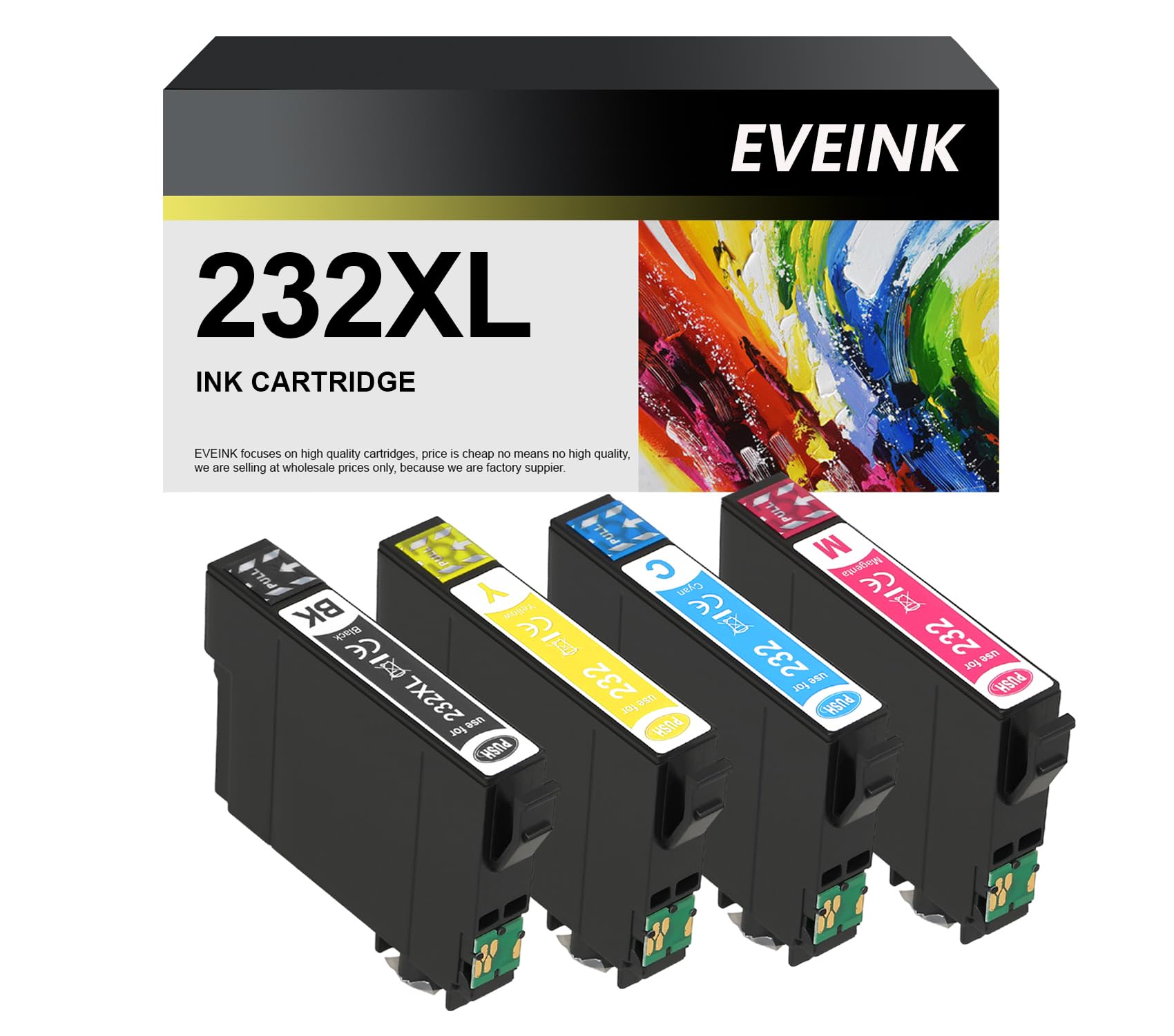 EVEINK T232XL Ink Cartridge Remanufactured T232 High Capacity Black and Color Combo Ink Cartridge Replacement for EPS0N Expression Home XP-4200 XP-4205 Workforce WF-2930 WF-2950 Printer(4-Pack)