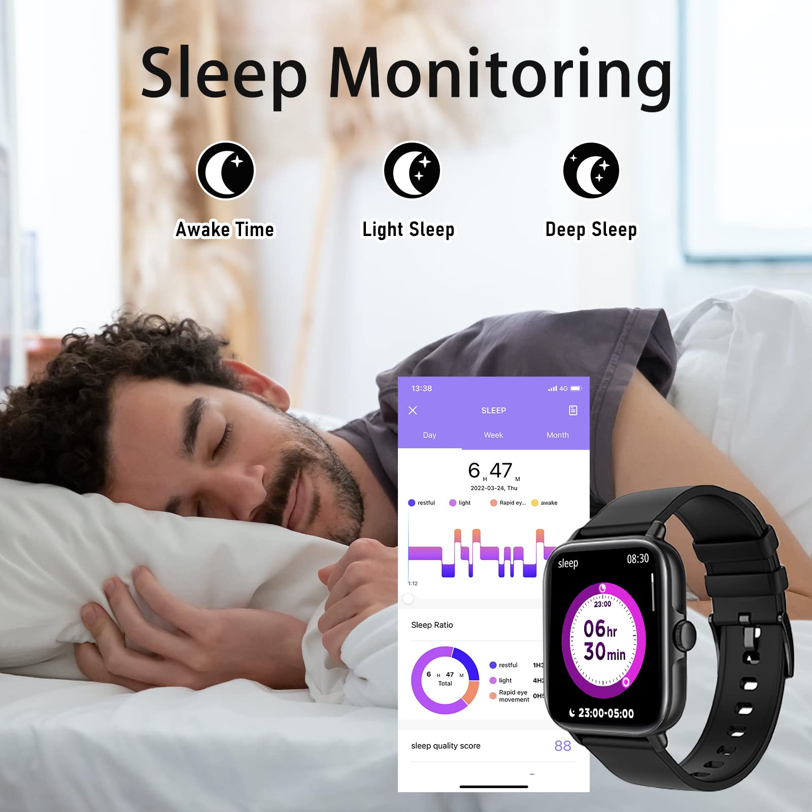 DXPICR [2 Watches] Smart Watch(Call Receive/Dial), Full Touch Screen SmartWatch for Android and iOS Phones Compatible Fitness Tracker with Heart Rate,Sleep,Blood Oxygen,Step Counter