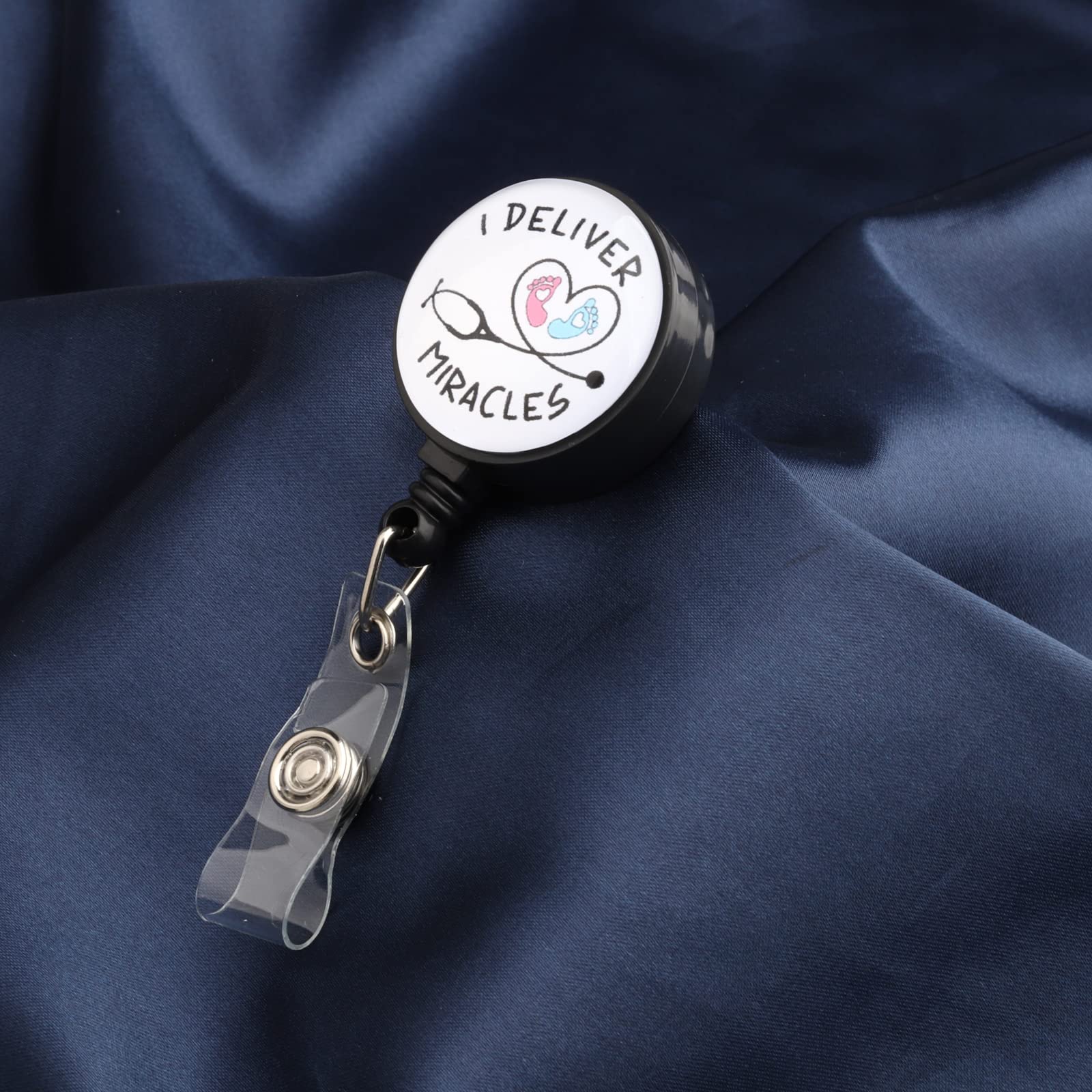 HOLPP Doctor Jewelry Midwife Gift I Deliver Miracles Retractable Badge Reel for Nurse (I Deliver Miracles)