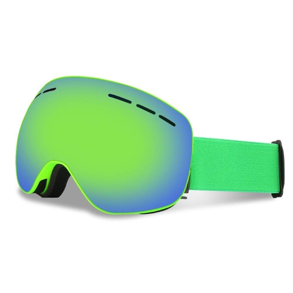 FRAHS Ski Goggles Winter Snow Sports Goggles with Two-Sided Exhaust Hole & Adjustable Elastic Strap, Anti Fog Snowboard Goggles for Men & Women (Color : Green, Size : 95 * 180MM)