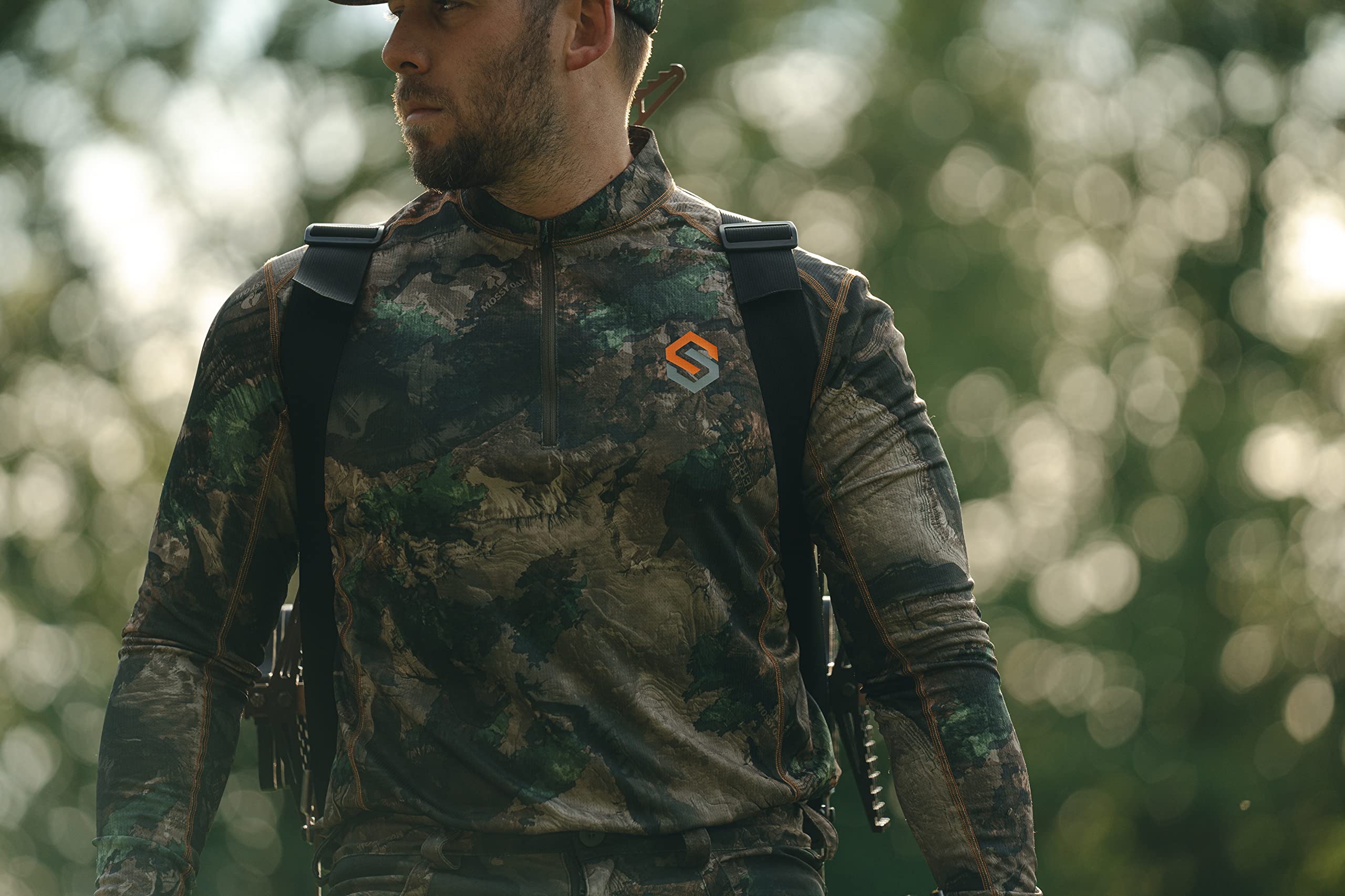 Featherweight Long Sleeve Lightweight Camo Hunting 1/4 Zip Shirt for Men (Mossy Oak Country DNA, X-Large)