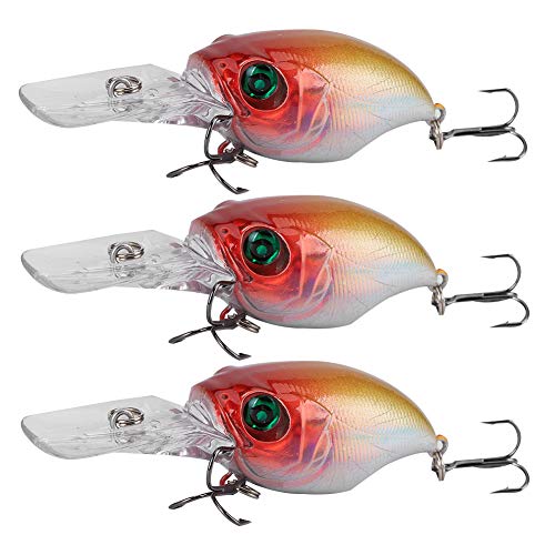 HOLPPO 3PCS Fishing Bait,Durable ABS Deep Diving Fishing,Easy to Attract Artificial Simulation Lifelike Bait Fishing Tackle(3.9in-red)