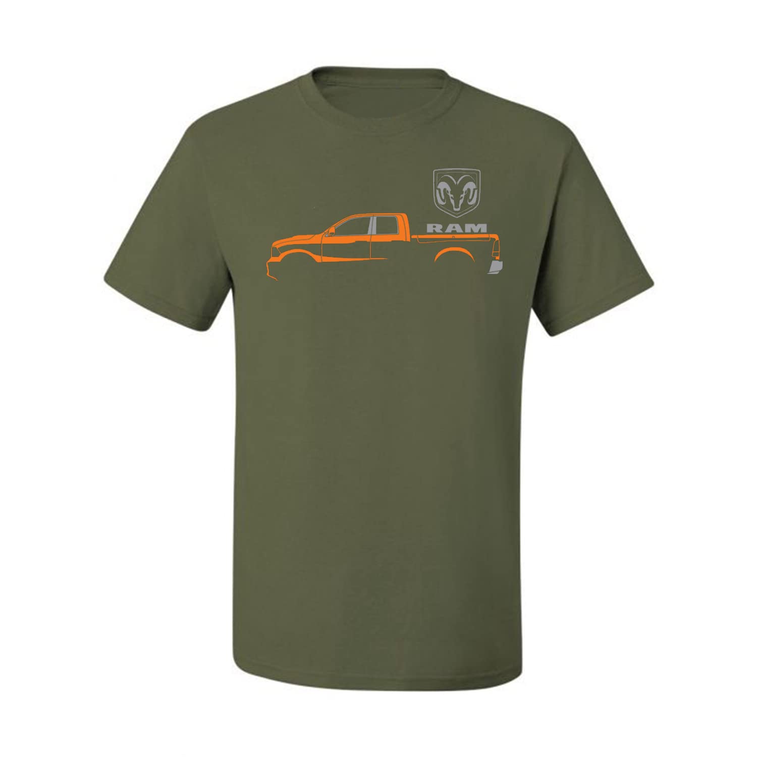 Dodge RAM Silhouette Cars and Trucks Men's Graphic T-Shirt, Military Green, X-Large