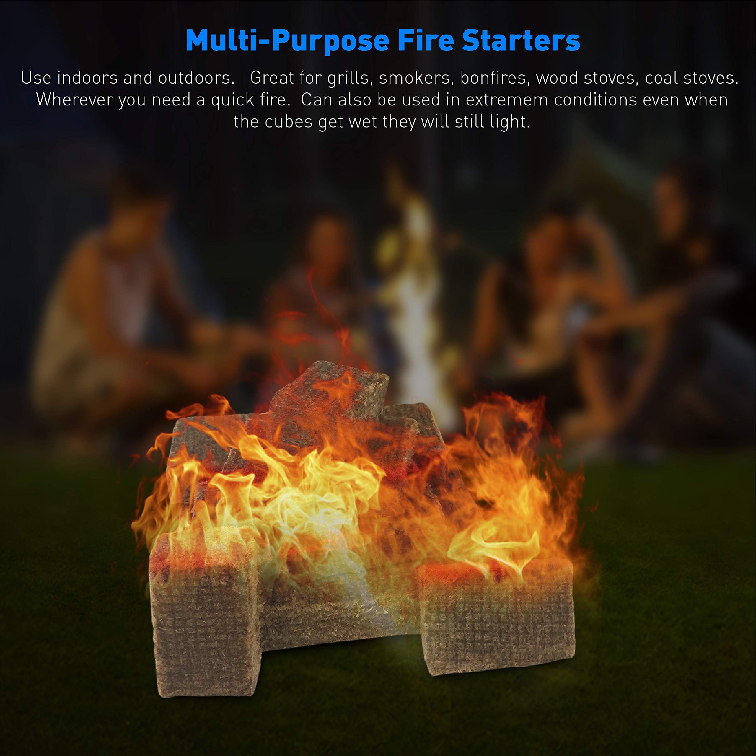 EasyGo Product Eco Cubes Fire Starter Squares Great Lighter for Chimney, Charcoal Grill, Fireplace, Campfire, Pellet Stove, Wood Stove - Qty 72