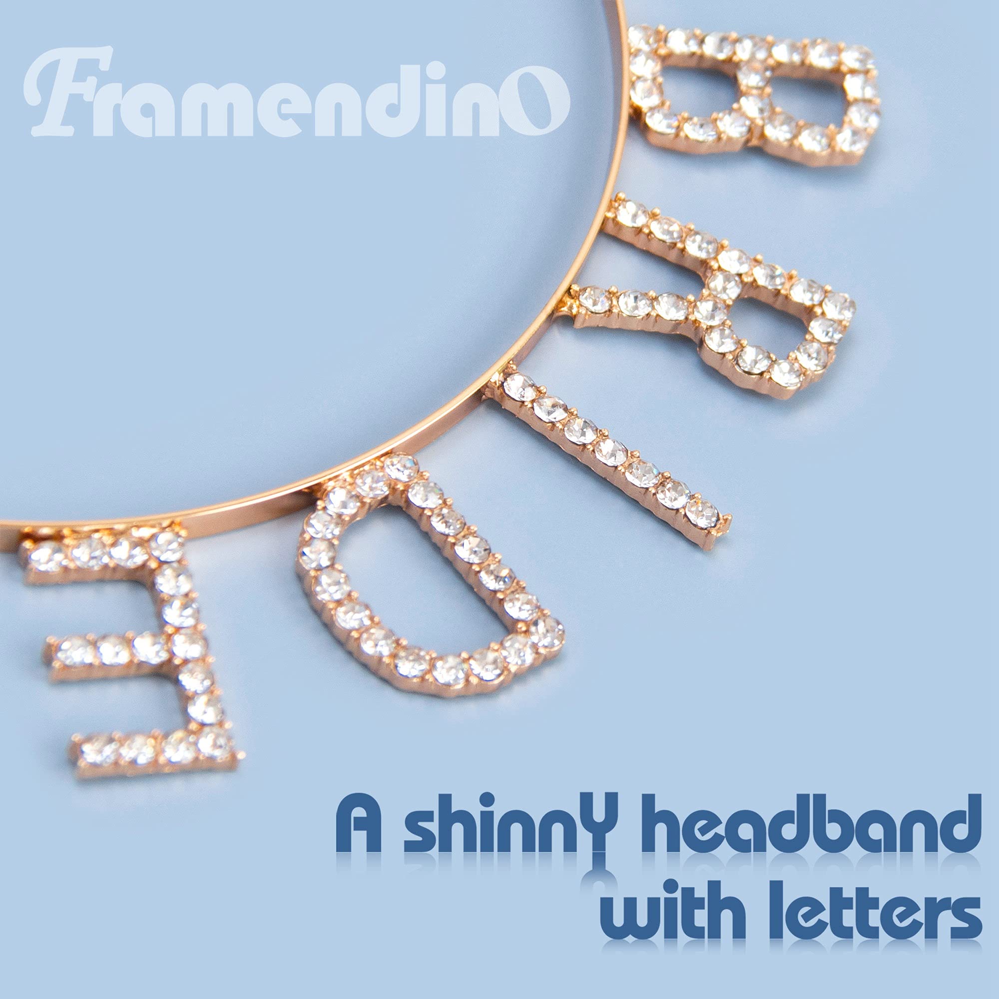 Framendino, Bride Headband Gold Rhinestone Sparkling Crystal Elegant Bridal Crown Bachelorette Headbands for Wedding Party