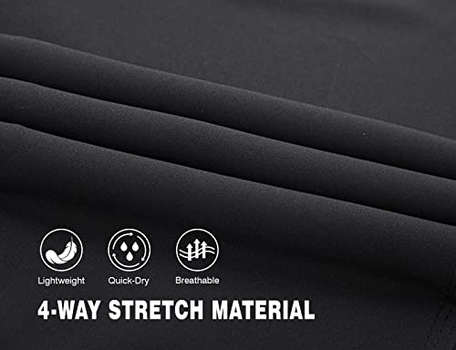 Rdruko Men's Casual Pants Lightweight Breathable Quick Dry Hiking Running Active Sports Trousers(Black, US L)