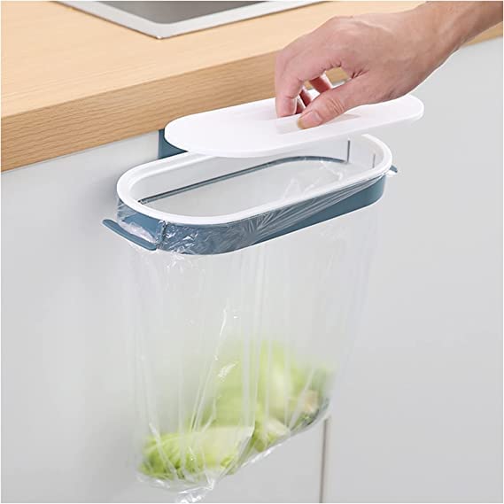 LITTLA Set of 4 Trash Bag Holder Rack, Hanging Organizer Garbage Bag Holder, with Removable Lid - Multi for Kitchen Cabinet Door Storage Cupboard, Kitchen Towel Rails Rack