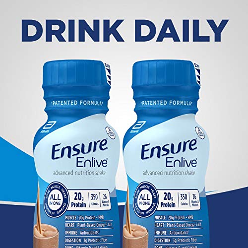 Ensure Enlive Meal Replacement Shake, 20g Protein, 350 Calories, Advanced Nutrition Protein Shake, Milk Chocolate, 8 Fl Oz (Pack of 16)