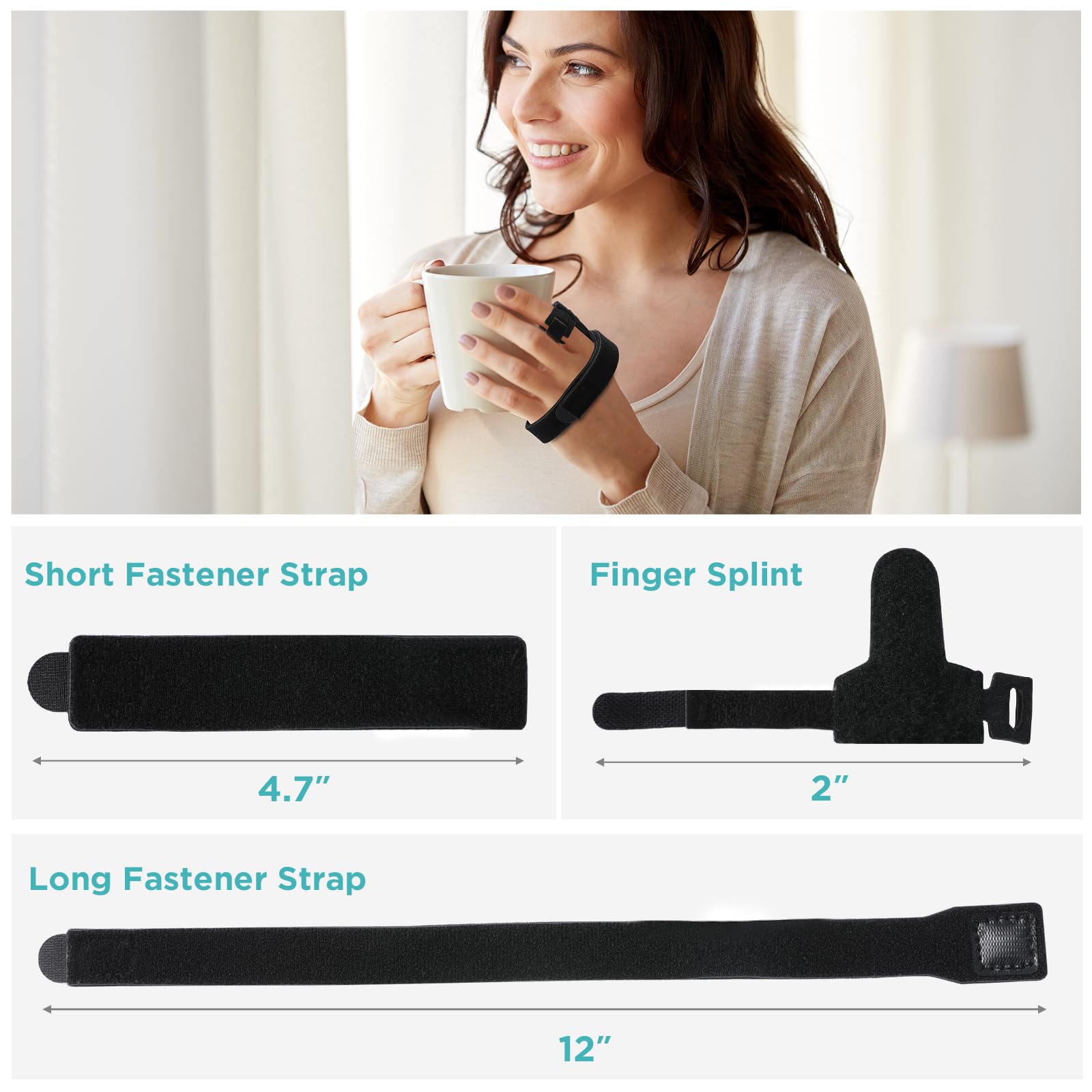 DOEPLEX Trigger Finger Splint, Adjustable Support Brace for Straightening Curved, Bent, Locked and Stenosing Tenosynovitis, One Size Fits Right or Left Hand