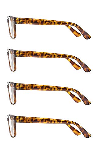 Readers Readers.com Fully Magnified Reading Glasses: The McNealy - 4 Pairs, Classic Rectangle for Women and Men - Tortoise, 1.25