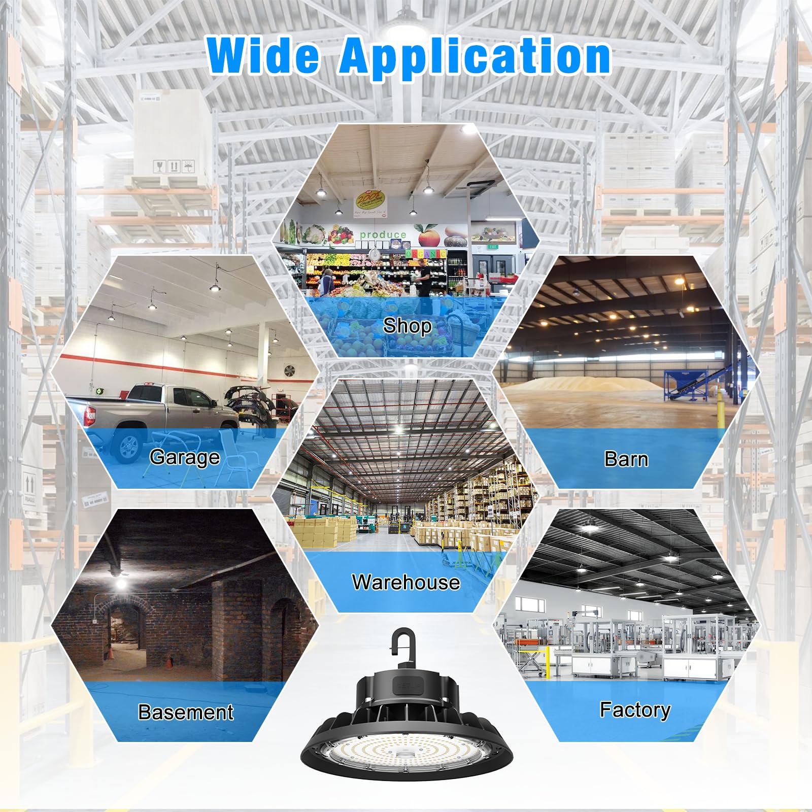 LED High Bay Shop Light 100W 15000LM Super Bright High Bay Lights 5000K, 0-10V Dimmable,US Plug 5' Cable, 100-277V for Garage Barn Warehouse(2 Pack)