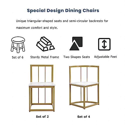 Xshelley Dining Table Set for 6, 7-Piece Dining Table Chairs Set with 1 Table 6 Chairs, Wooden Table Chairs Set for Kitchen Living Room (Gold)