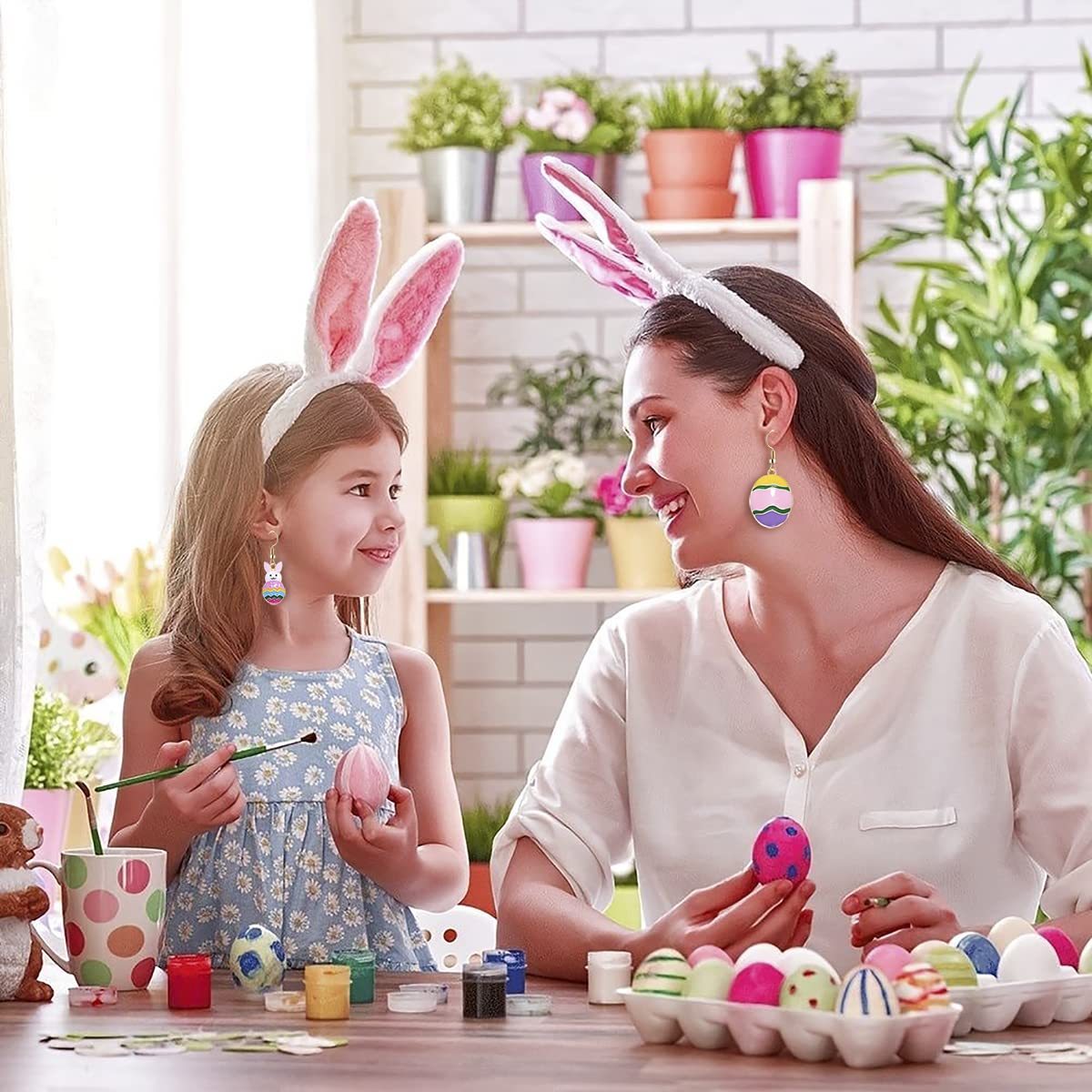 Easter Earrings for Women Enamel Colorful Bunny Egg Drop Dangle Earrings Cute Stylish Spring Earrings (9pcs easter dangle)