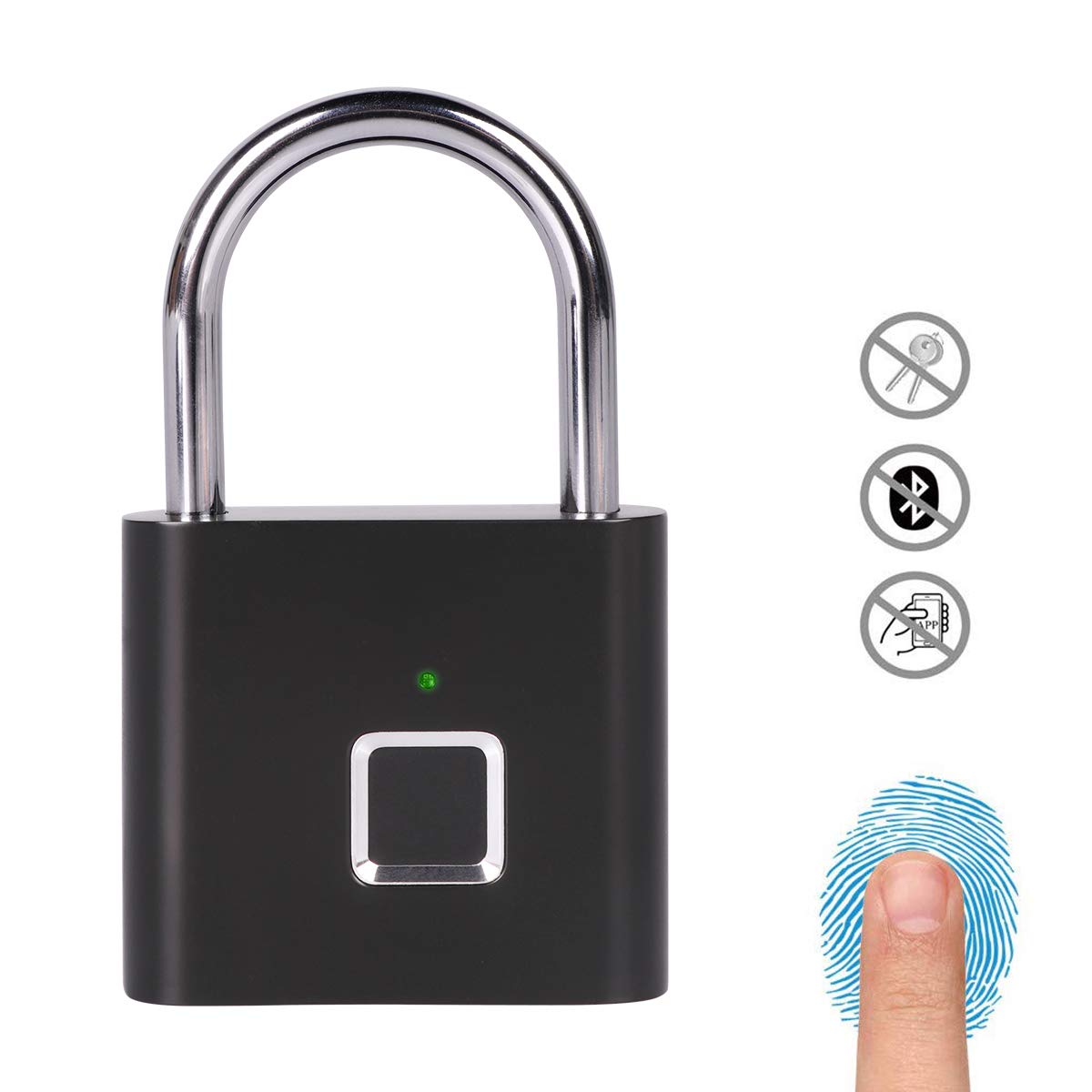Fingerprint Padlock, One Touch Open Gym Lock for Locker, Sports, School & Employee Locker, Suitcase (No App, No Bluetooth & No Breaking into Troubled)