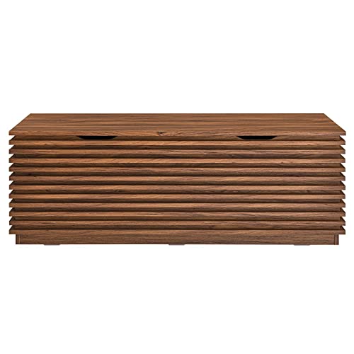 Modway Render 47" Wood Grain Storage Bench in Walnut