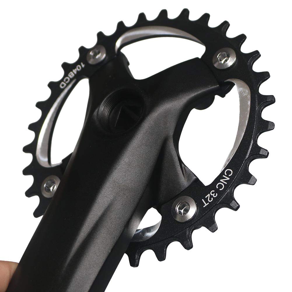 GANOPPER Square Taper MTB Crankset 1X Mountain Bike Single Speed Bicycle Crank Arm Set 34T Chainring 104mm BCD Narrow Wide Teeth