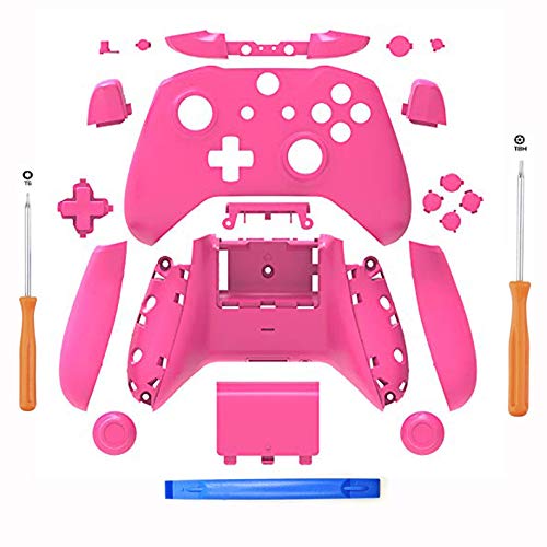 eLUUGIE Replacement Matte Housing Full Shell Set Faceplates ABXY Buttons RB LB Bumpers + Right/Left Rails for Xbox One S Slim Controller (3.5 mm Headphone Jack) S Controller Repair Parts (Black)