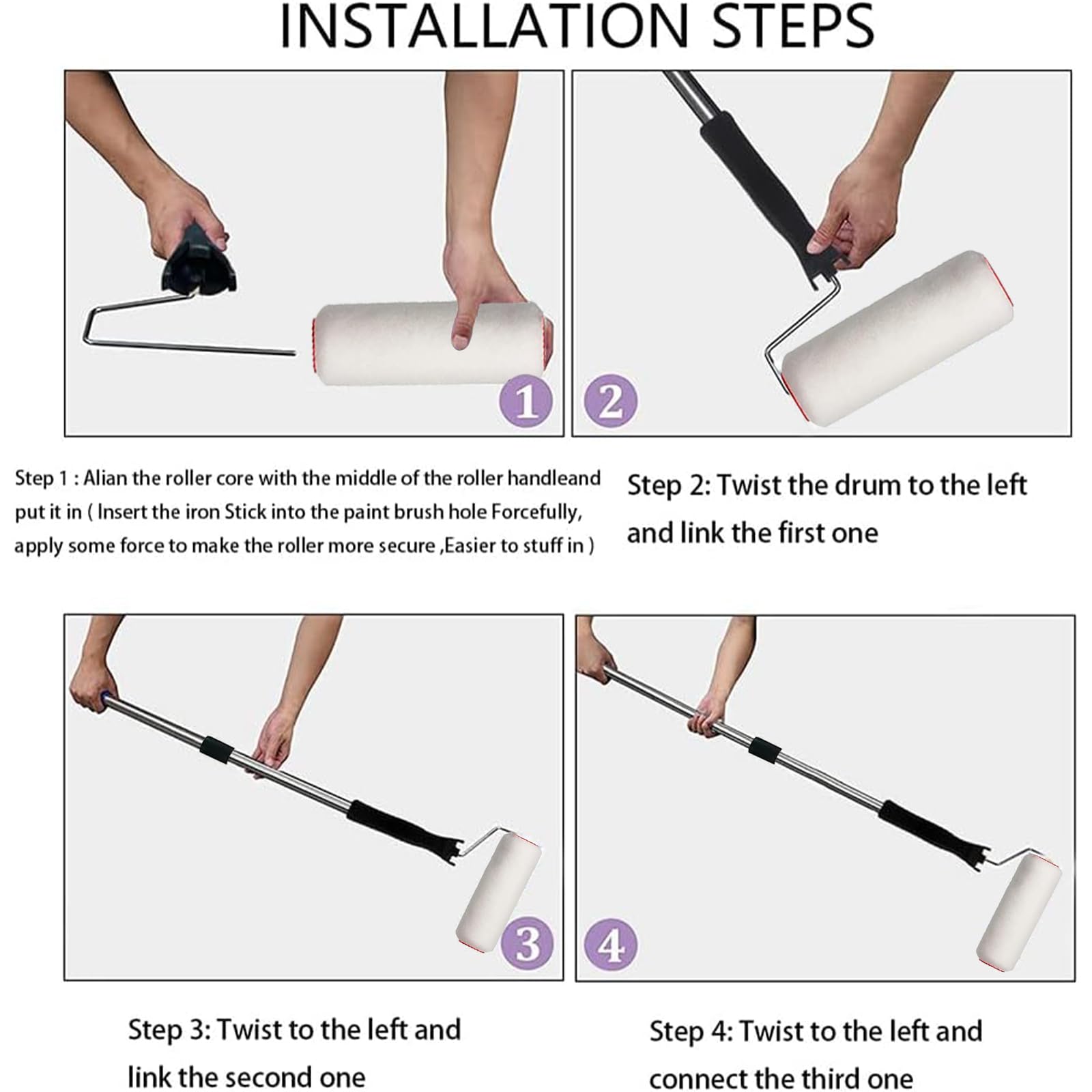 Paint Roller,6 FT Brush kit Multi-Function Paint Roller kit with House Paint Roller Brush Stainless Steel Pole, Deck Stain Brush, Mural Brush for Decking Paints, with 2 Paint Roller Covers