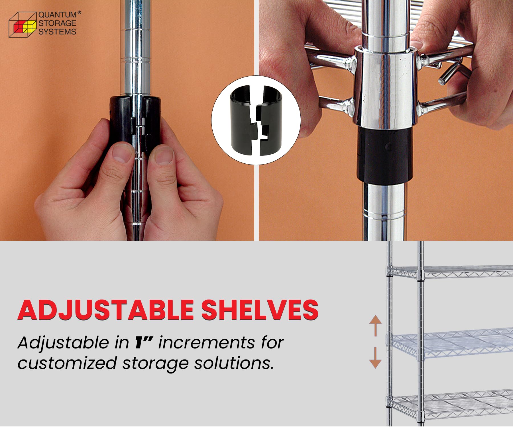 Quantum Storage Systems WR54-2424C Starter Kit Wire Shelves Chrome 4 Shelves 54" H x 24" W x 24" D