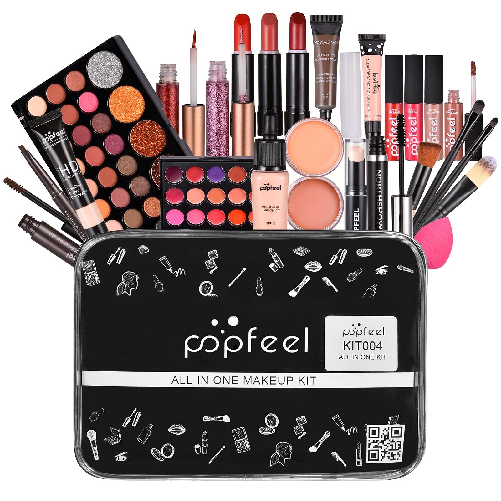 Full Makeup Kit For Women, All-in- Makeup Set, Makeup Gift Set for Girls Makeup Essential Starter Kit Includes Lip Gloss Blush Brush Eyeshadow Foundation
