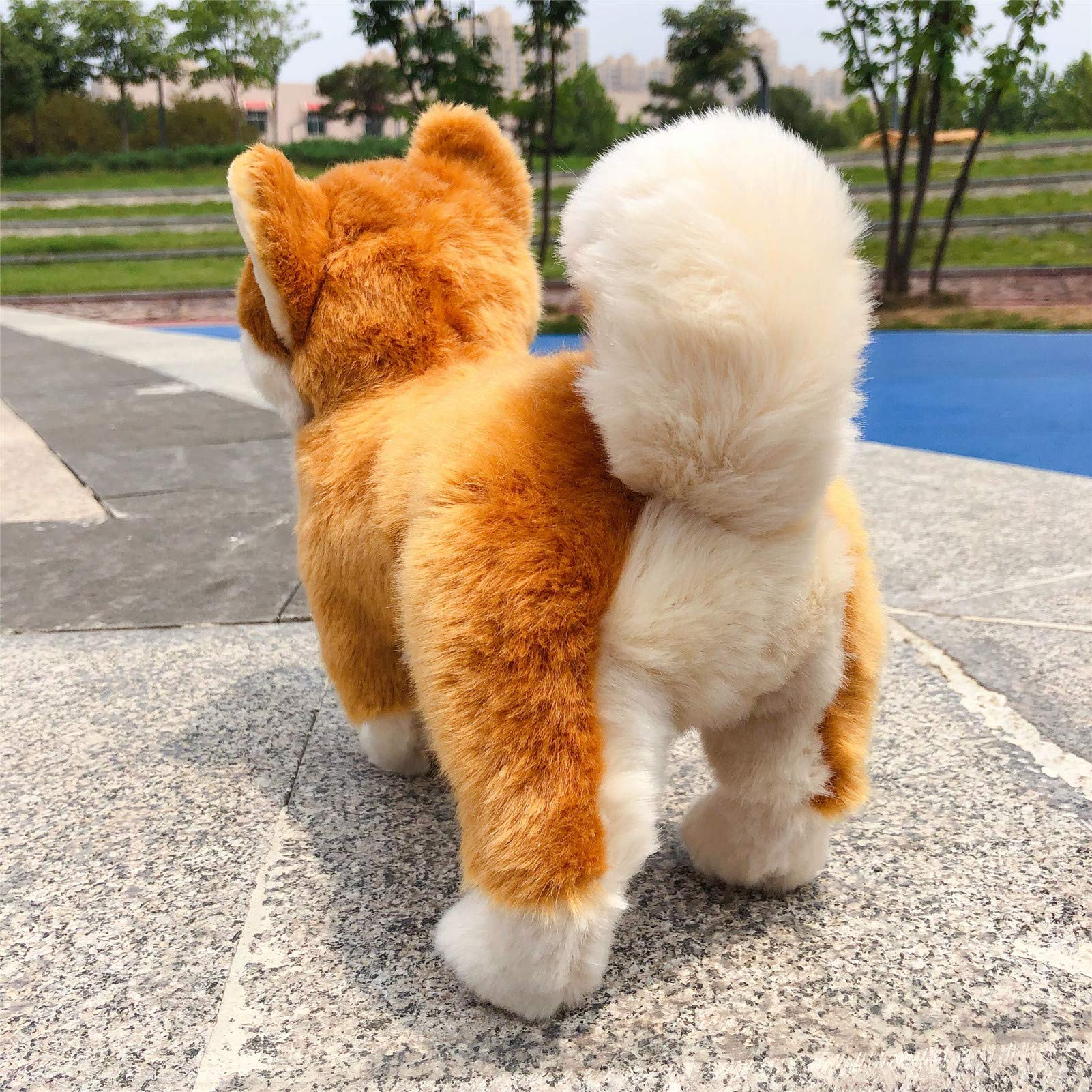 TAMMYFLYFLY Shiba Inu Plush Corgi Pillow Cute Dog Doll Stuffed Animal Plush Toy 12 Inches (Brown)