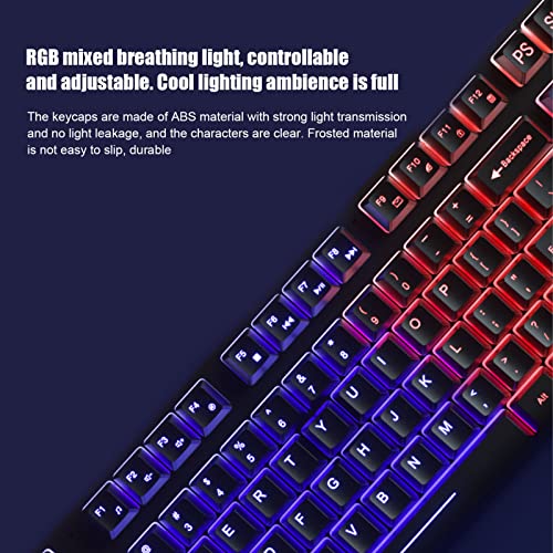 Wired Gaming Keyboard,RGB Backlit USB Gaming Keyboard,104 Keys Ergonomic Computer Keyboard,QWERTY Layout,for Home/Office/Laptop/Work/Gaming(Black)