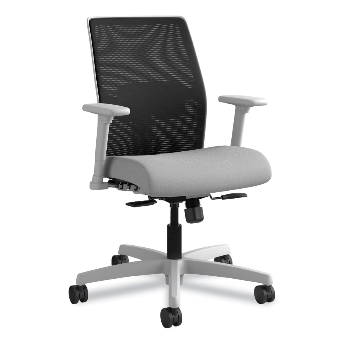 HON Ignition 2.0 4-Way Stretch Low-Back Mesh Task Chair, Supports Up to 300 Lb, Frost Seat, Charcoal Back, Titanium Base
