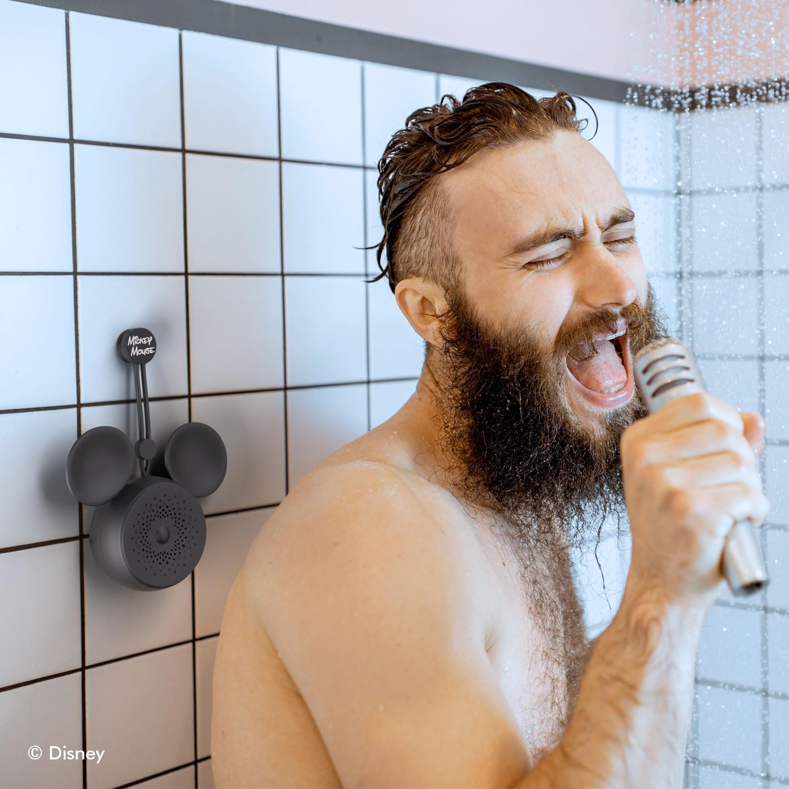 Disney Mickey Mouse Ears Bluetooth Shower Speaker with Suction Cup β Disney IPX4 Rated Water Resistant Speaker for Shower, Baths| Up to 5 HRs Playtime, Built in Button Controls and Mic for Phone Calls