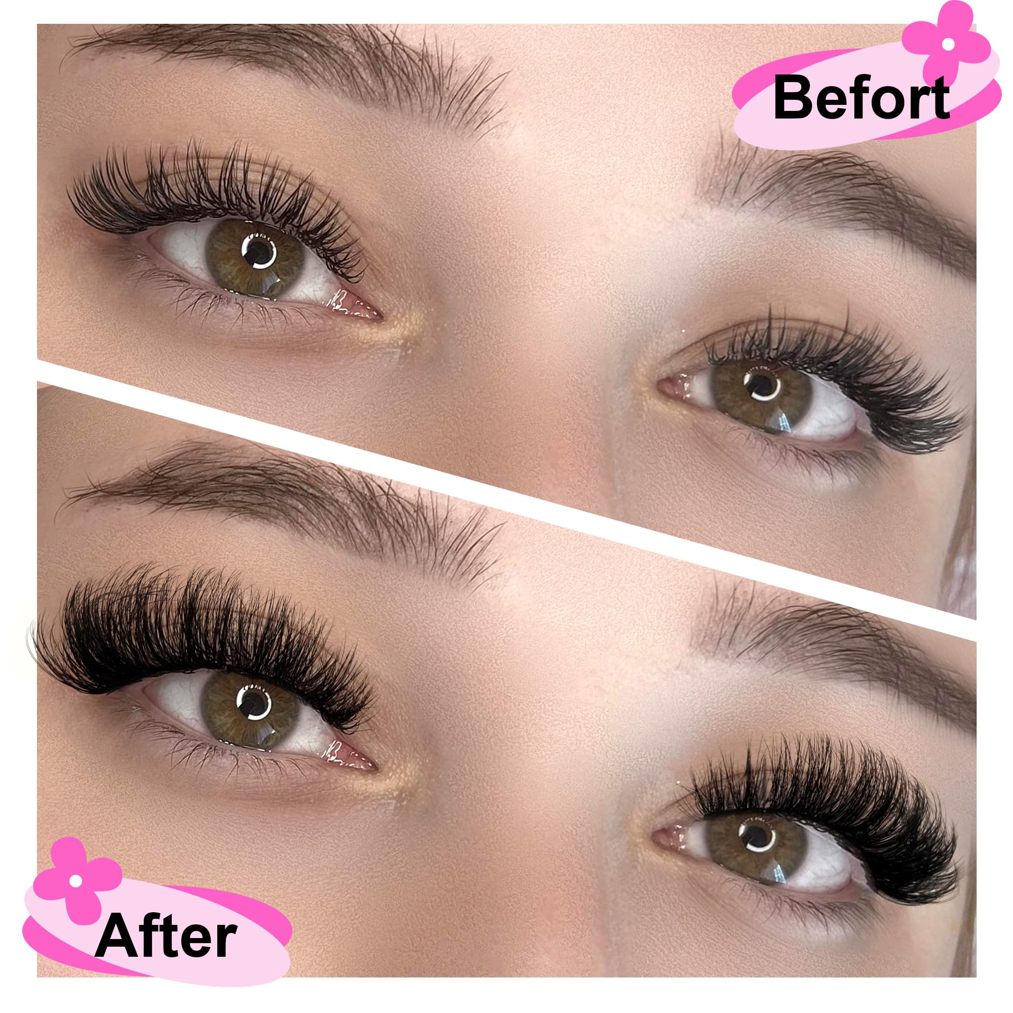DIY Eyelash Extension Kit Cluster Lashes Fluffy Lashes Extension D Curl Lash Clusters with Bond and Seal Wispy Eyelashes Faux Mink Lashes Individual Cluster Lashes Kit by GVEFETIEE (64 PCS, 14-20MM)