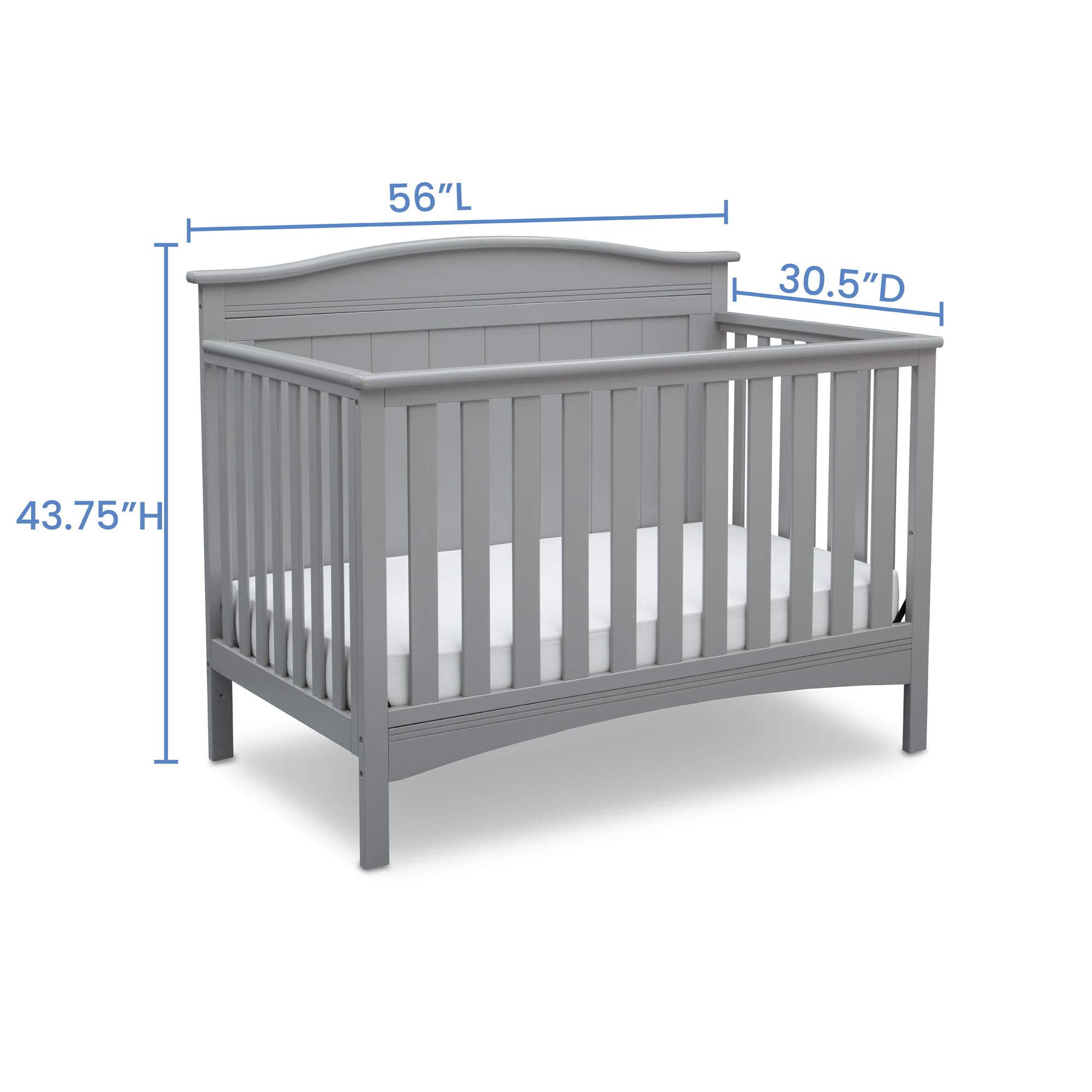 Delta Children Bennett 4-in-1 Convertible Baby Crib, Greenguard Gold Certified, Grey