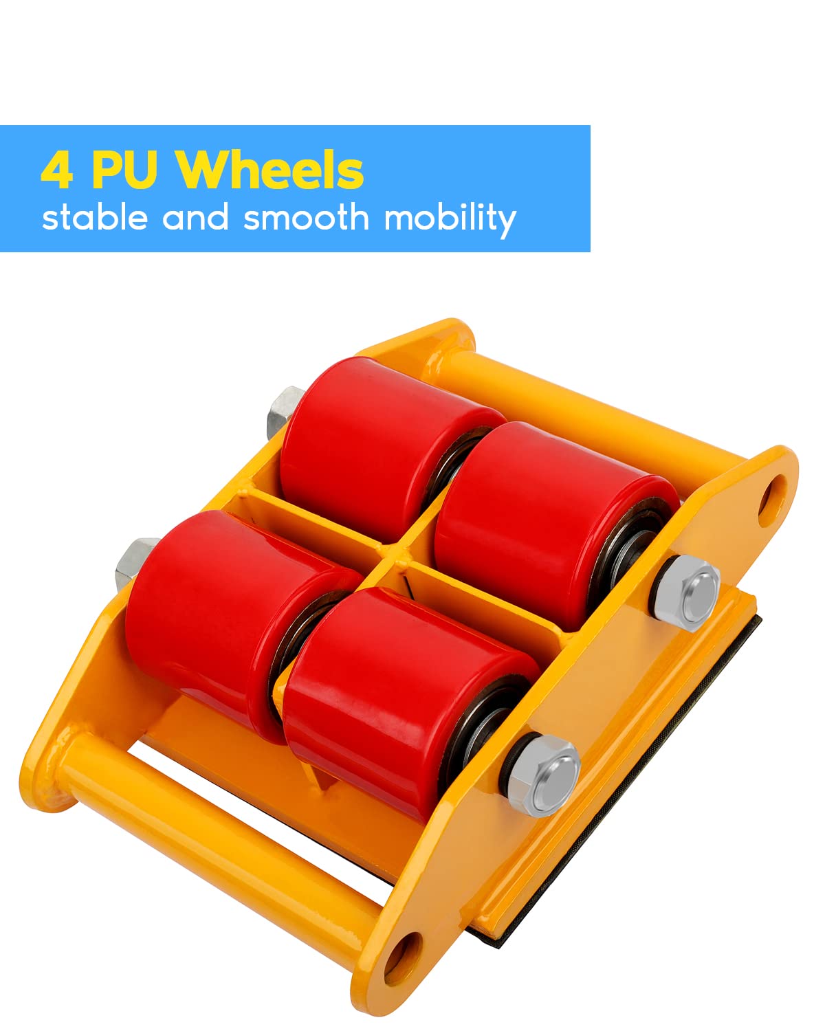 Dollate 6T 13200lbs Machine Skates Heavy Duty Machine Dolly Skate Machinery Moving Skate with 360° Rotation Cap & 4 PU Rollers, Machinery Mover for Industrial Moving Equipment, Yellow