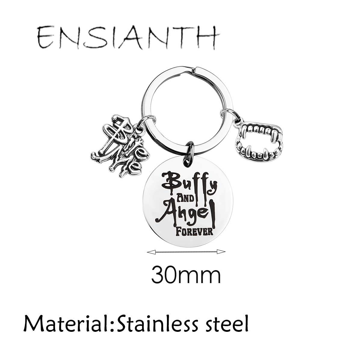 ENSIANTH BTVS Fandom Gift Buffy and Angel Forever Gift for Buffy Fans (Angel Keychain)
