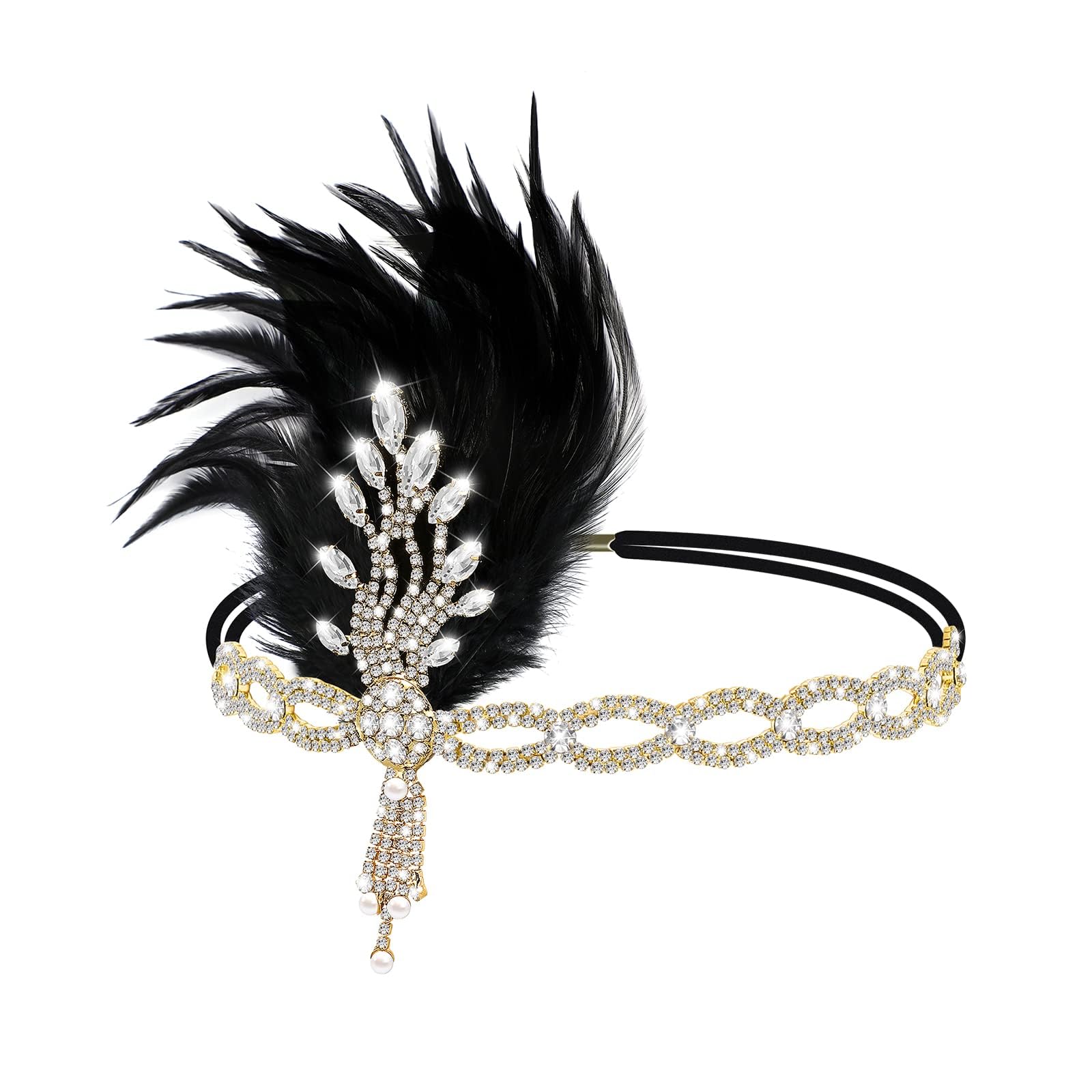 FRCOLOR 1920s Flapper Headband Roaring 20s Headband Crystal Headband Great Hair Accessories for Women