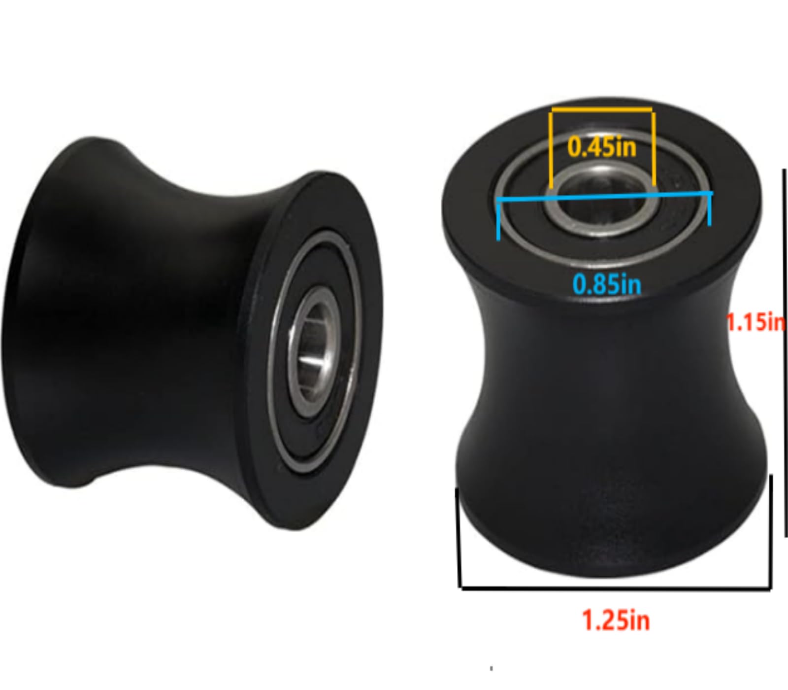 FRECCU Total Gym Replacement Set of 4 Wheels/Rollers for Models DLX, DLX II, DLX III, Adv DLX, Pilates, Pilates Pro 2500, 3000, 4000,570, 2000 (Black)