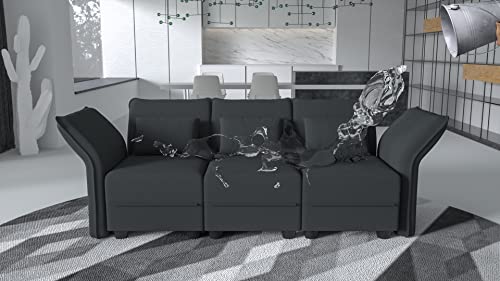 LLappuil Velvet Modular Sectional Loveseat Sofa with Storage, 63" Love Seat 2 Seater Couch Perfect for RV and Small Apartment Grey