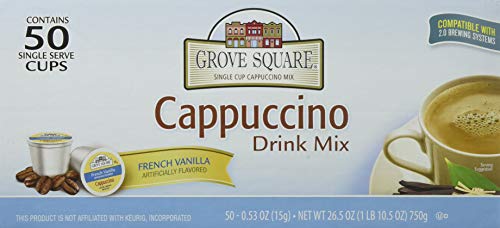 Grove Square Cappuccino Pods, French Vanilla, Single Serve, 50 Count (Pack of 1) - Packaging May Vary