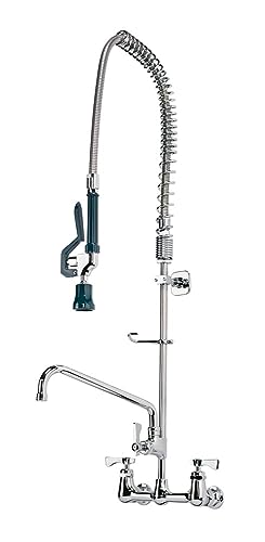 Krowne 17-109WL Royal Series 8" Center Wall Mount Pre-rinse with Add-on Faucet, 12" Spout, Low Lead