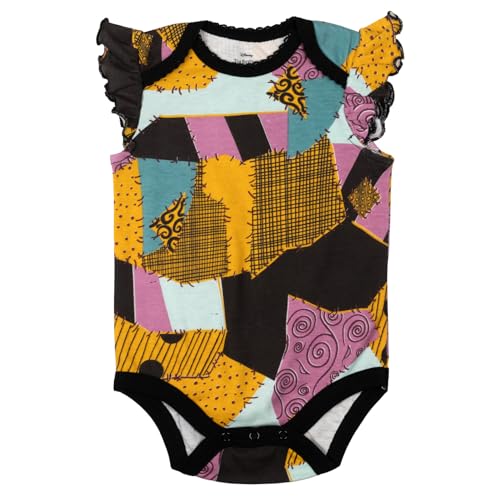Disney Nightmare Before Christmas Jack Skellington Sally Newborn Baby Girls 5 Pack Cuddly Short Sleeve Baby Bodysuits Multicolor