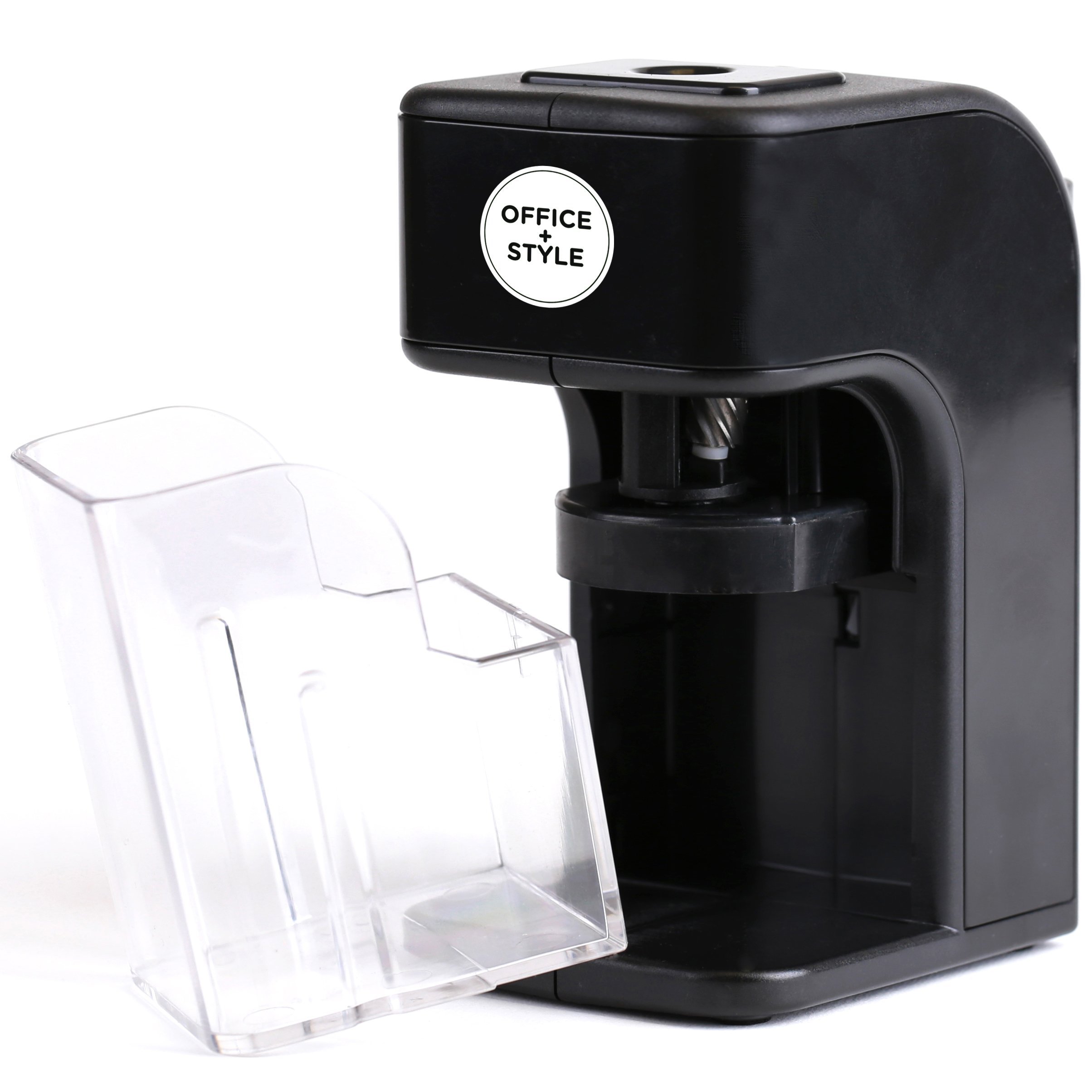 Electronic Pencil Sharpener With Auto Stop Safety Feature & Large Pencil Holder For Home, Office or Classroom, UL Approved - Black - By Office Style (A-PS200B)