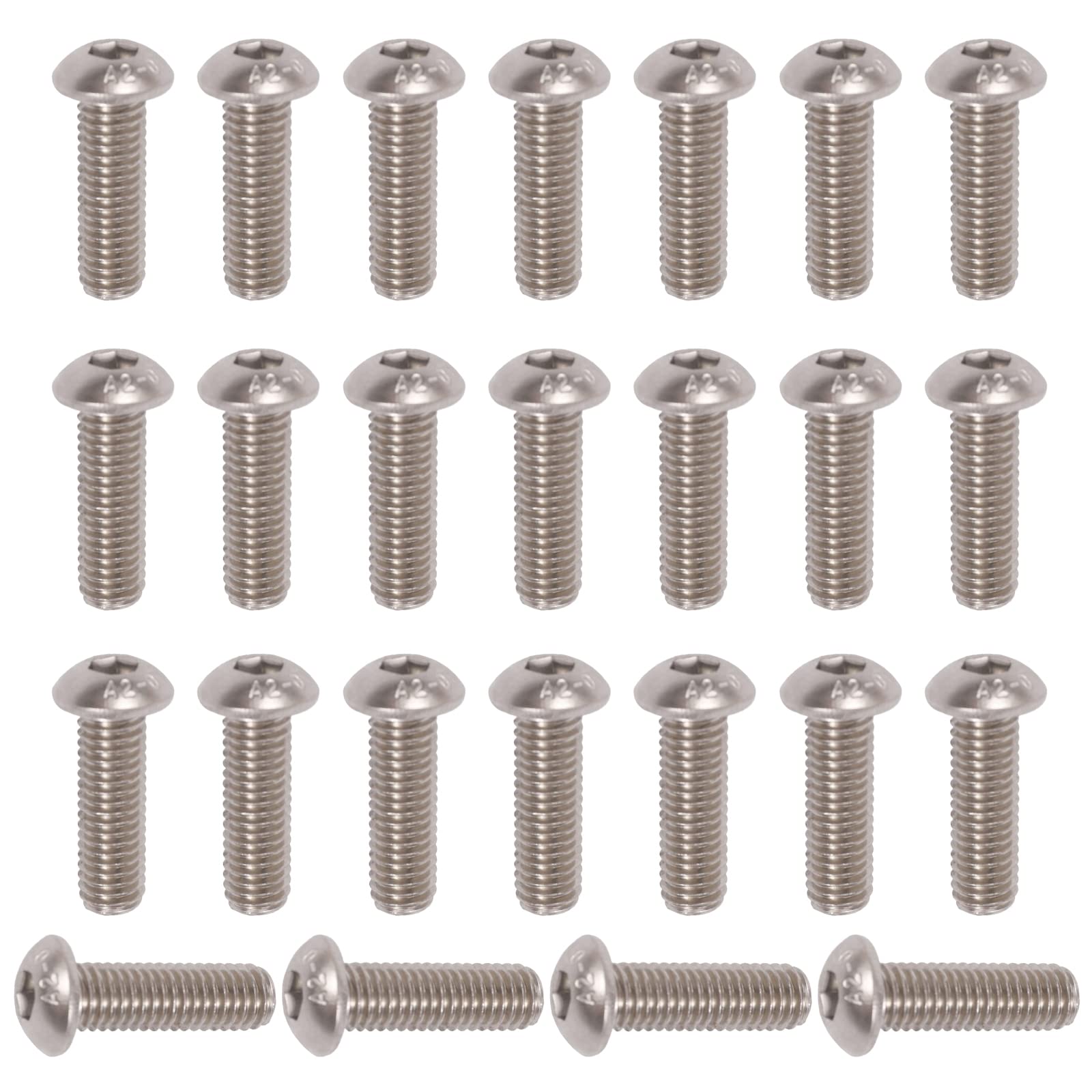 M8 x 1" Button Head Socket Cap Bolts Screws (25pcs), Stainless Steel 304 Allen Hex Drive Fully Thread Machine Screw, Lightweight and Compact