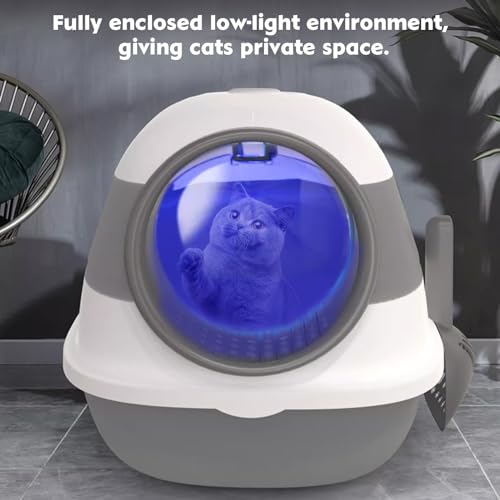 EAPURA Cat Litter Box with Automatic Sand-Proof cage&Cat Plastic Scoop,Self Cleaning cat Litter Box,Enclosed Litter Box,Deodorization Function, and Easy to Clean Splash-Proof Adult cat Toilet (grey1)