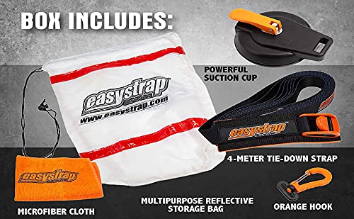 Easystrap Easy Tie-Down Safety Cargo Kit for Car, SUV, Truck, Boat, Camper, Black/Orange, Medium (45003)