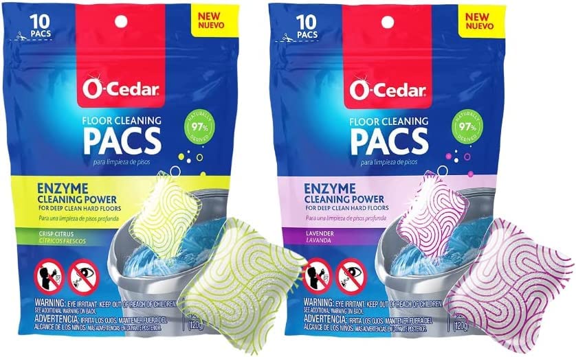 O-Cedar System Easy Wring Spin Mop & Bucket with 3 Extra Refills with Citrus and Lavender Pacs (Variety Pack)