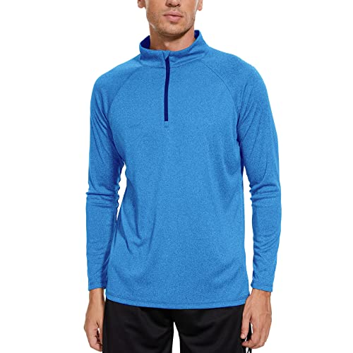 HDLMDFNN Men’s Outactive Shirt Long Sleeve Quick-Dry Breathable UPF 50+ Sun Protection Tees Sky Blue