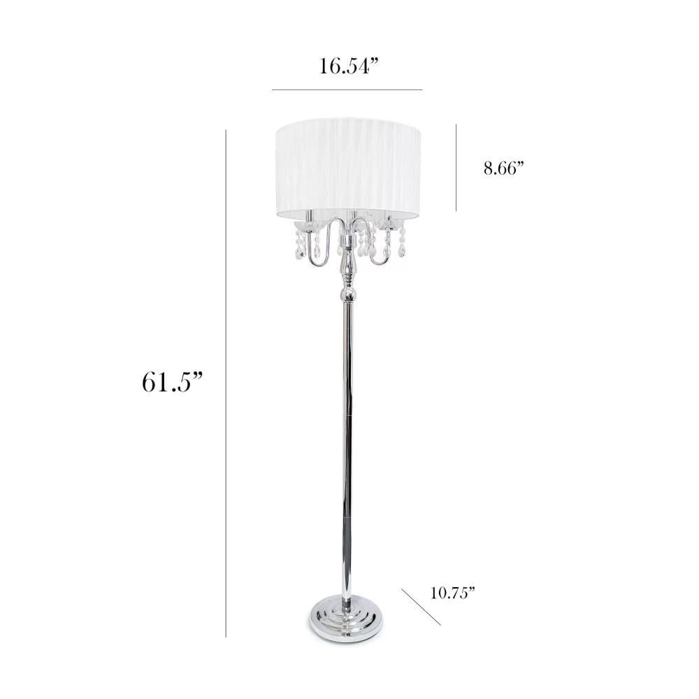 EAUSO Crystal Drop Floor Lamp,Elegant Designs Trendy Romantic Sheer Shade Floor Lamp With Hanging Crystals,create A Romantic Atmosphere In A Living Room Or Office,Great Fit For Any Room,fresh Decorati