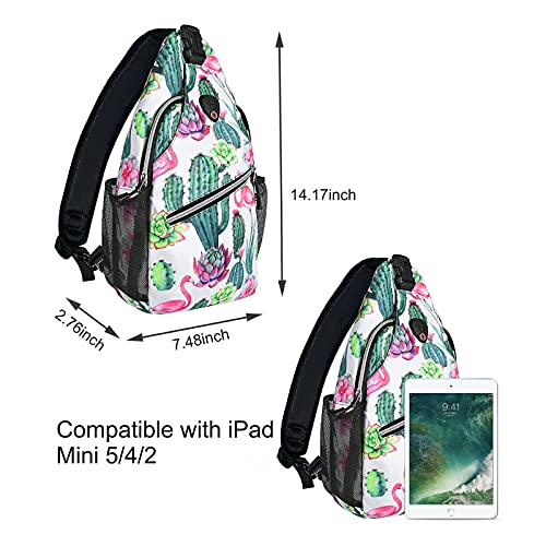 MOSISO Mini Sling Backpack,Small Hiking Daypack Pattern Travel Outdoor Sports Bag, Cactus
