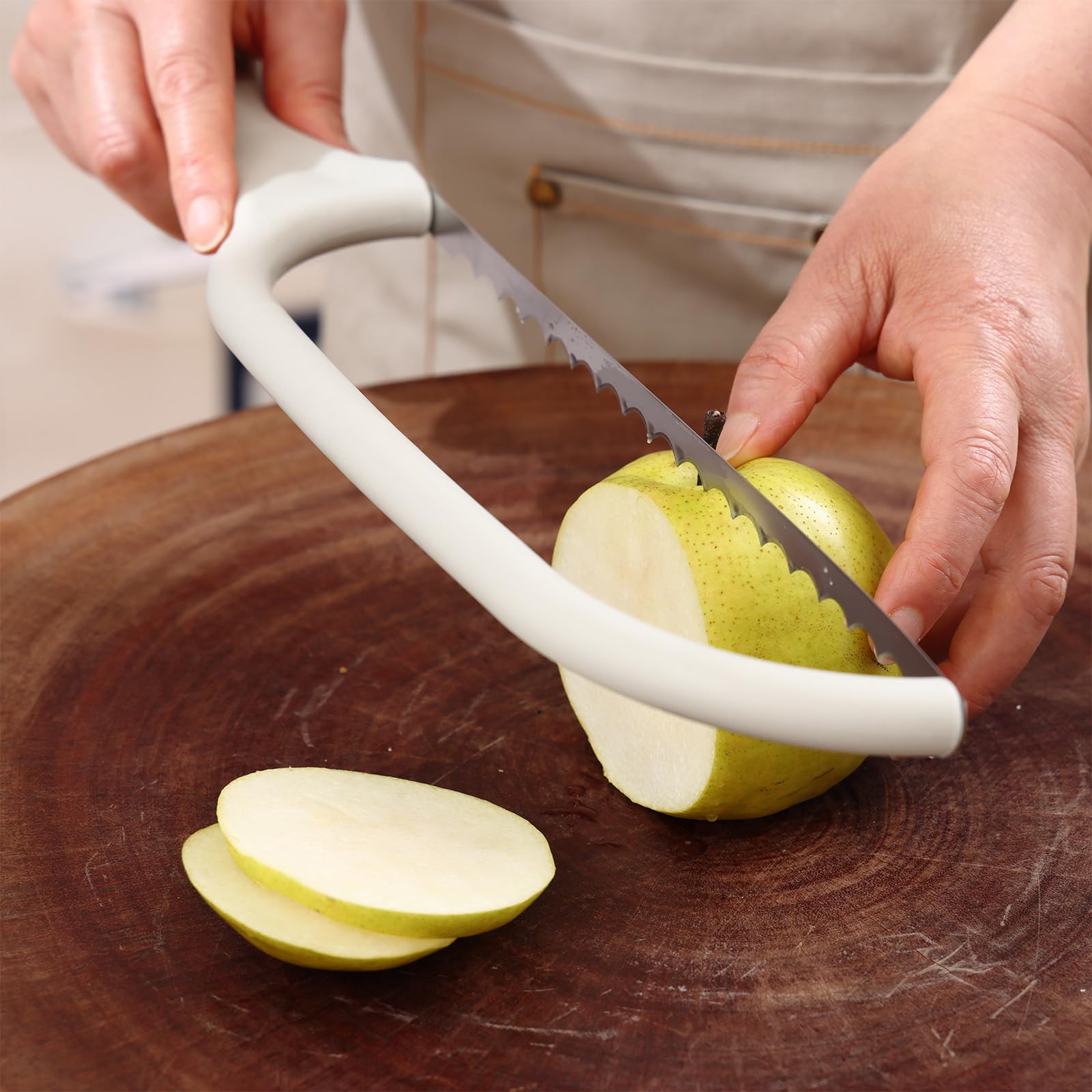 SLGRNIN Bread Bow Knife, Serrated Sourdough Cutter for Homemade Bagels, Baguettes and More - Right-Handed, Cuts Thin (1 Pack)